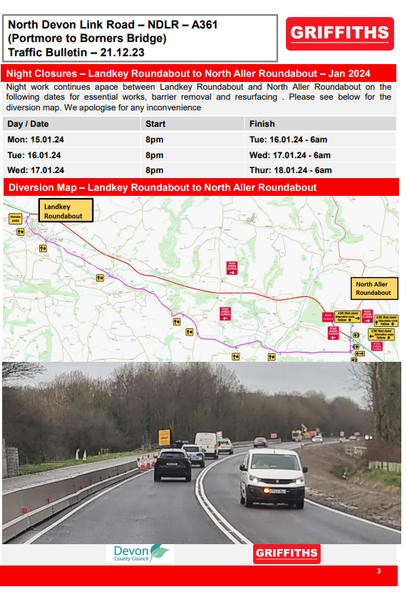 Traffic Bulletin re. North Devon Link Road | Knowstone Parish Council